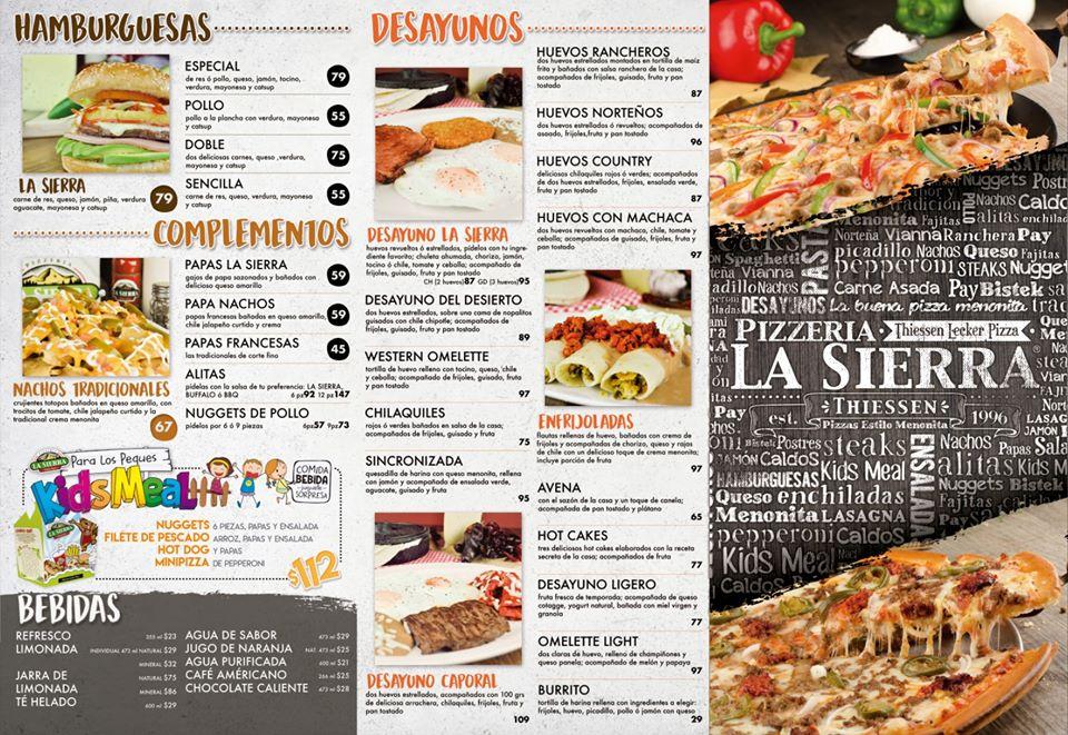Menu at Pizzeria La Sierra, Parral