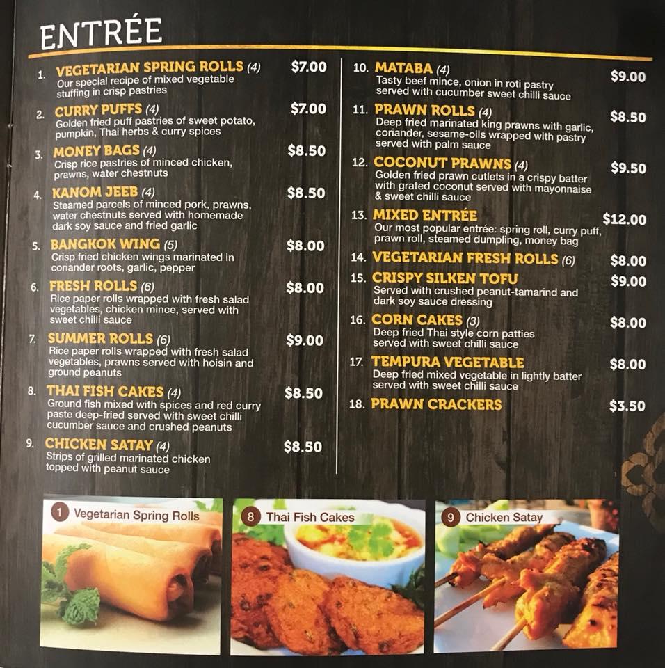 Menu at Sala Thai Restaurant, Tugun, 11/496 Gold Coast Hwy