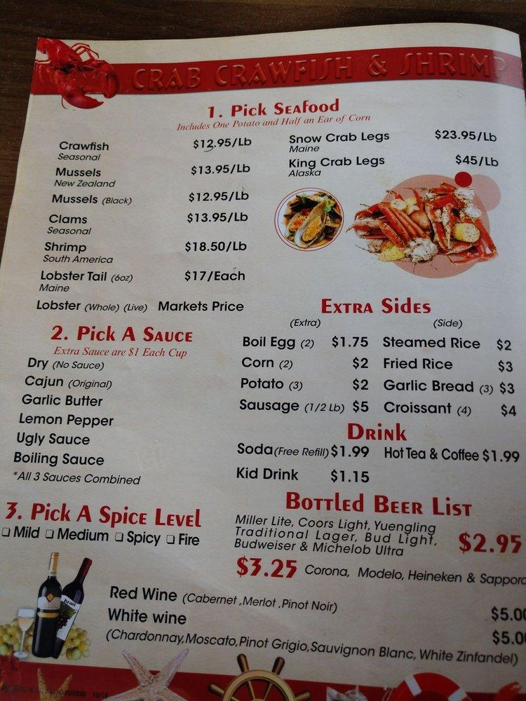 Menu at Ugly Crab restaurant, Avon