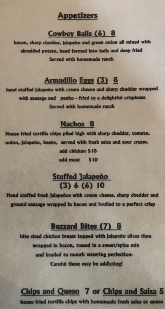 Menu at Cowboy Jack's Saloon pub & bar, Nacogdoches, 422 E Main St
