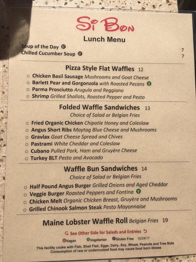Menu at Si Bon pub & bar, Rancho Mirage