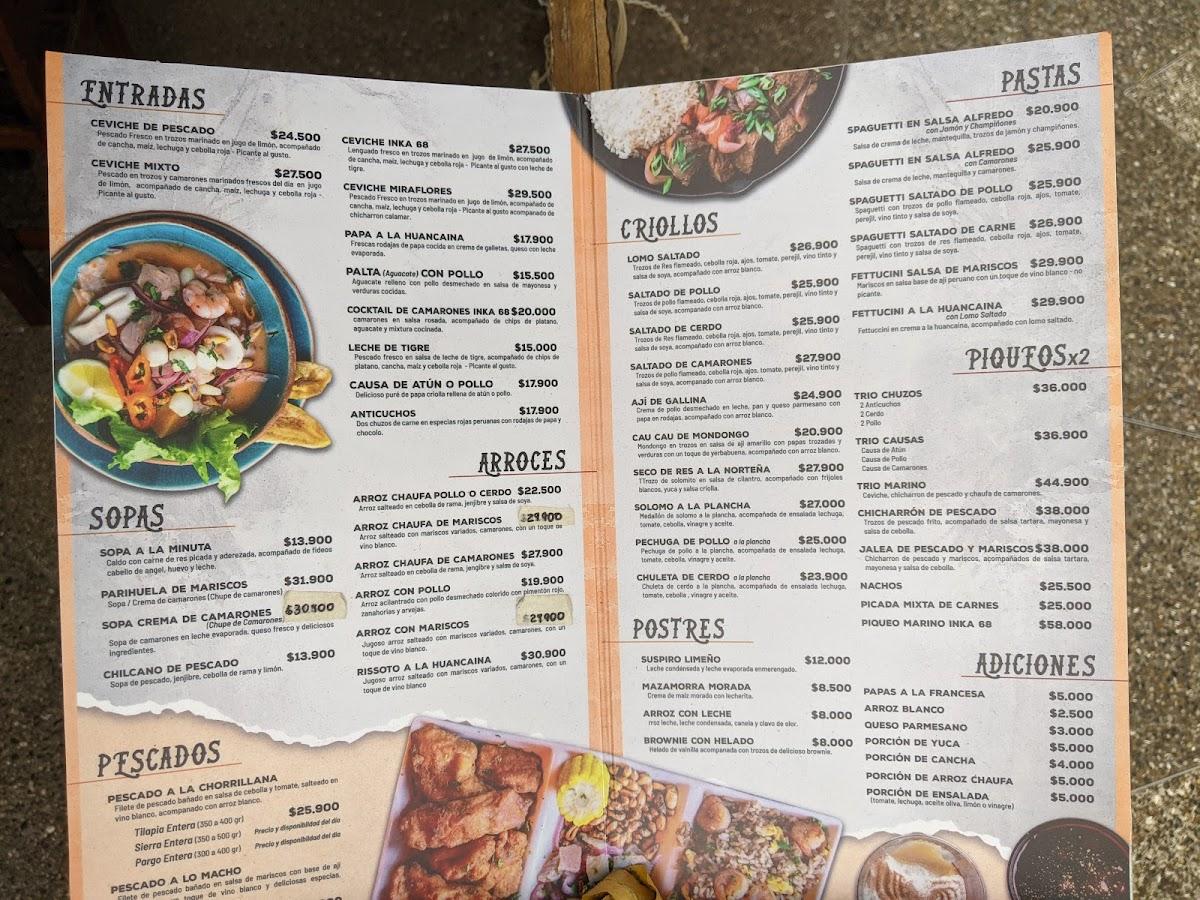Menu at Inka 68 Restaurante Bar, Medellín