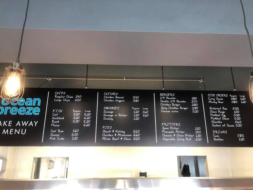 Menu at Ocean Breeze fast food, Dunstable, 58 Langdale Road