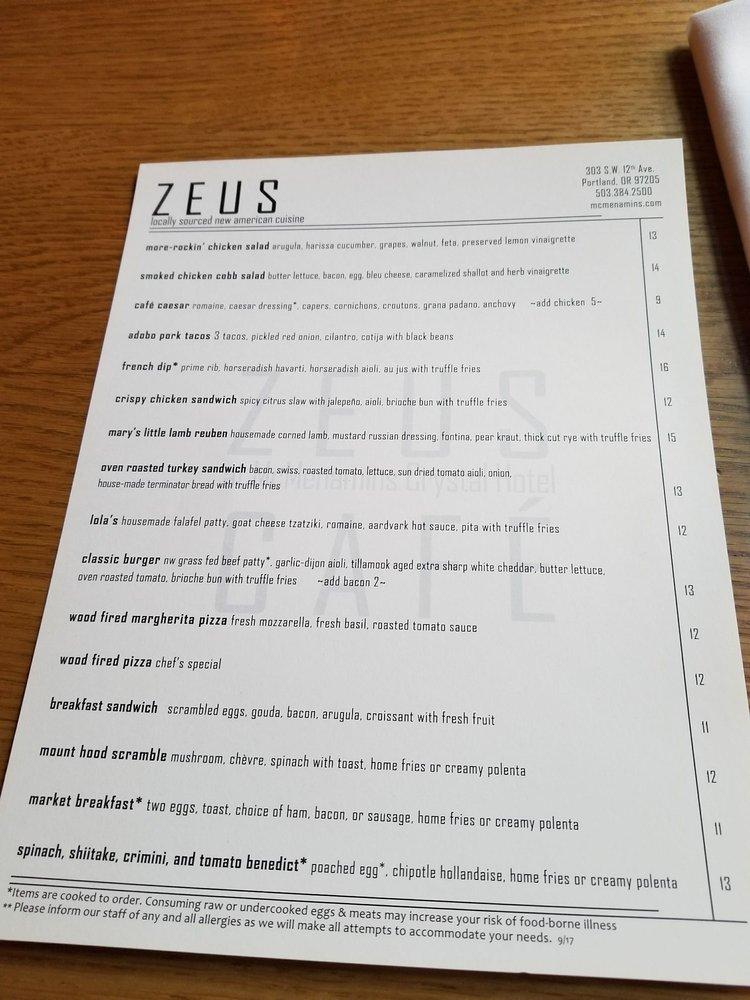 Menu at McMenamins Hal's Café pub & bar, Portland, 303 SW 12th Ave