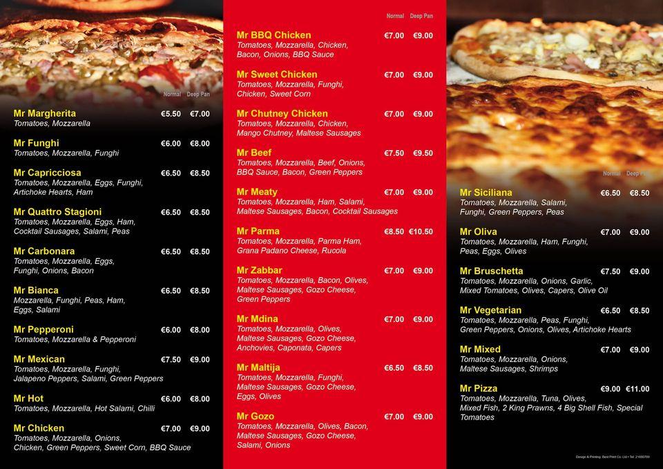 Menu at Mr. Pizza pizzeria, Ħaż-Żabbar