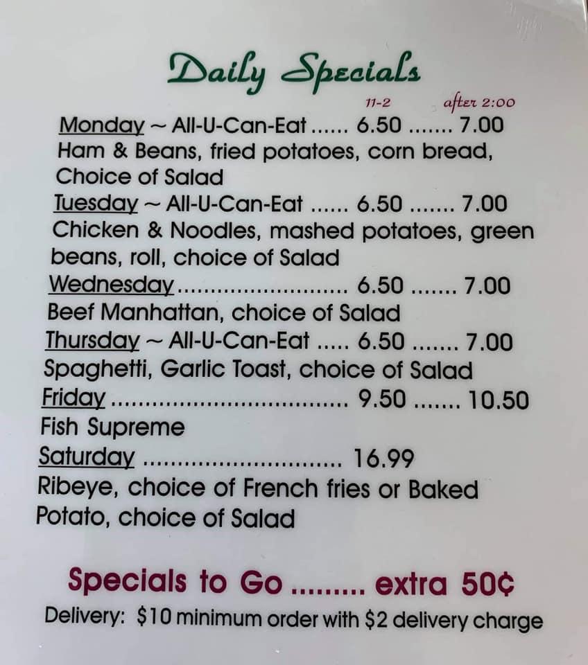 Menu at Park Ave Diner restaurant, Terre Haute