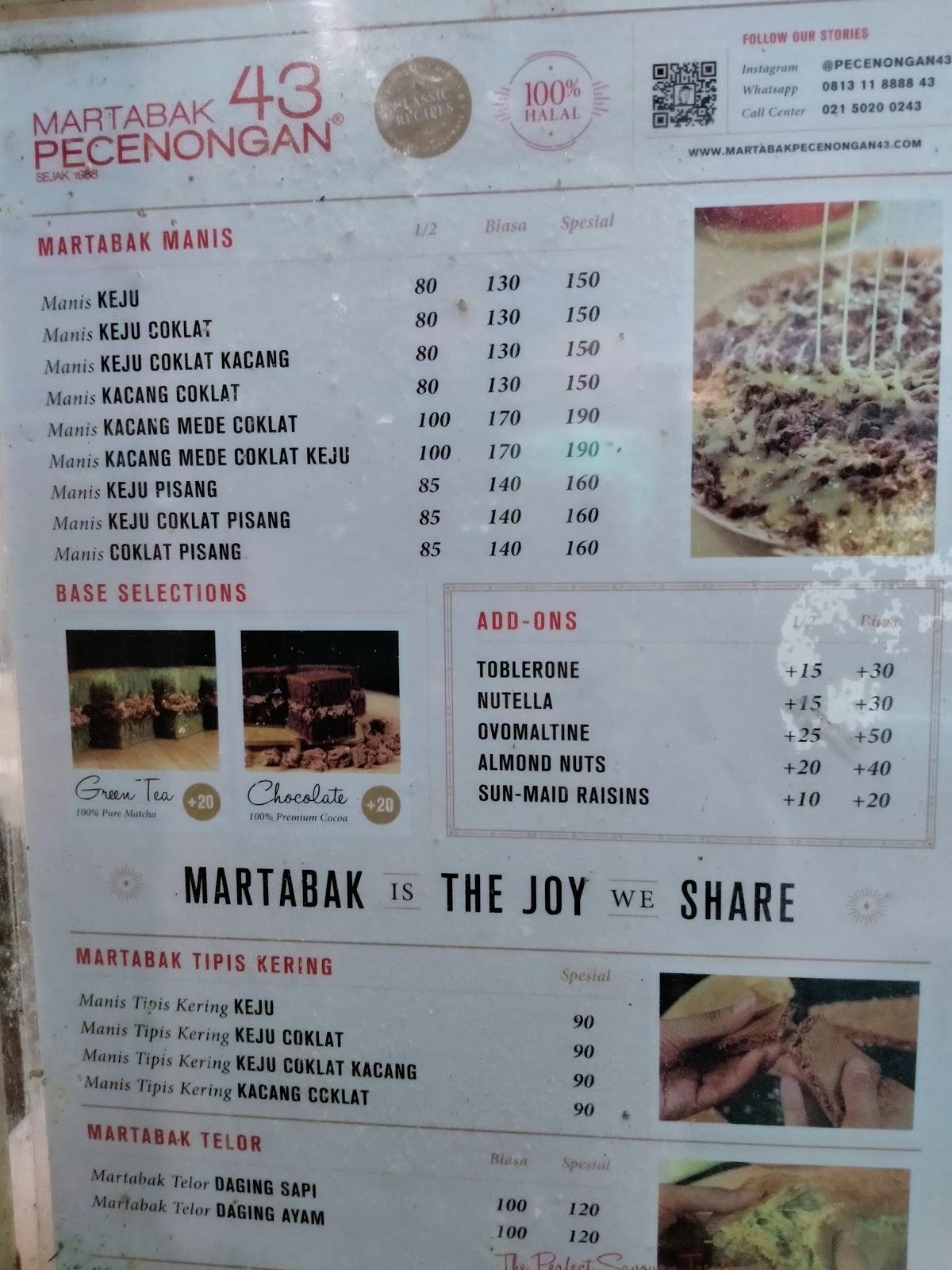 Menu at Martabak Pecenongan 43 desserts, Jakarta, Jl. Pecenongan Raya No.57