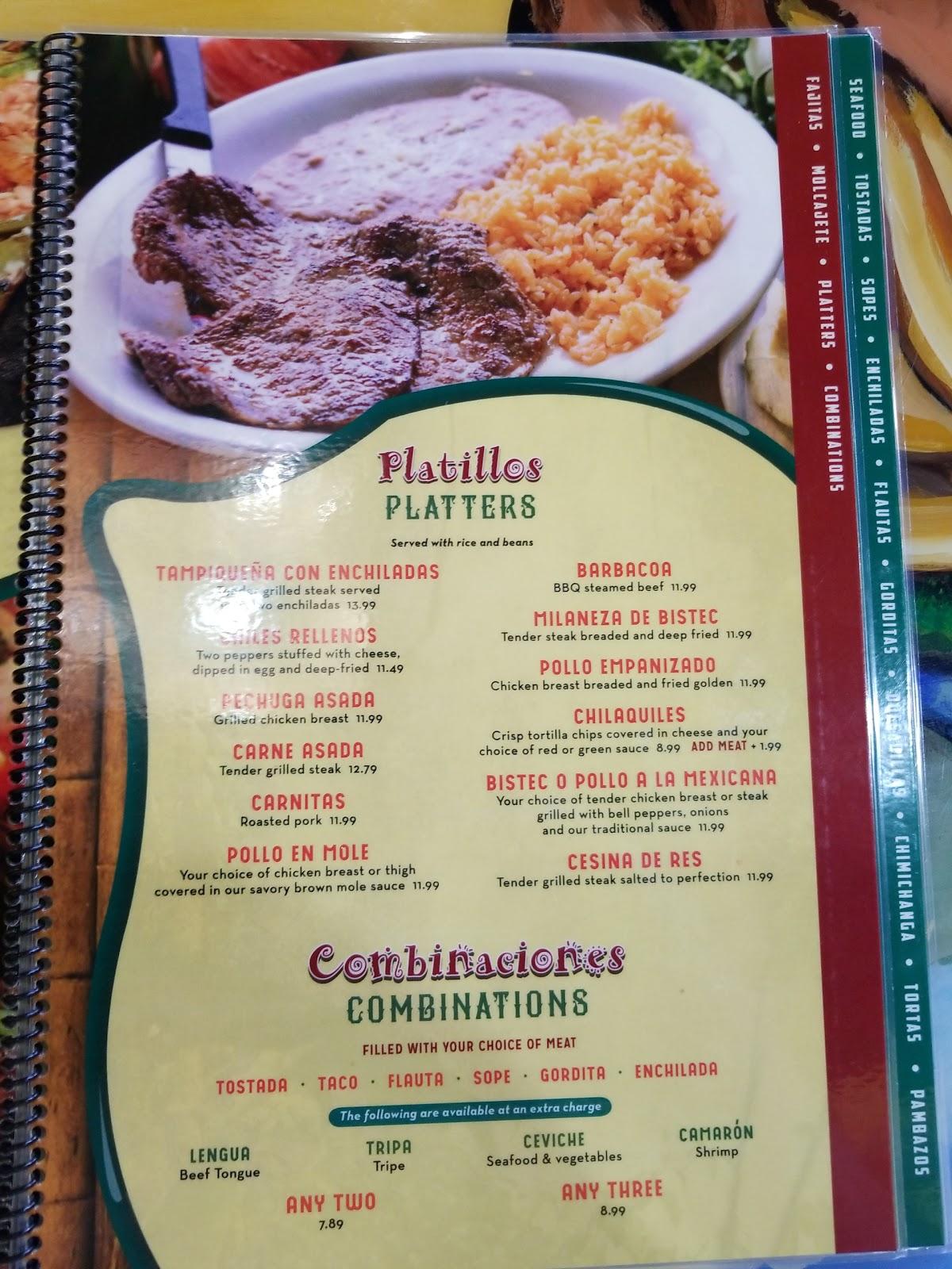 Menu at Señor Tacos restaurant, Lafayette