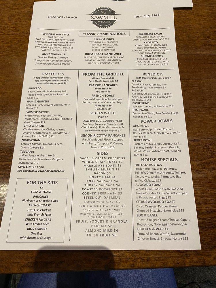 Menu at The Sawmill pub & bar, Rochester