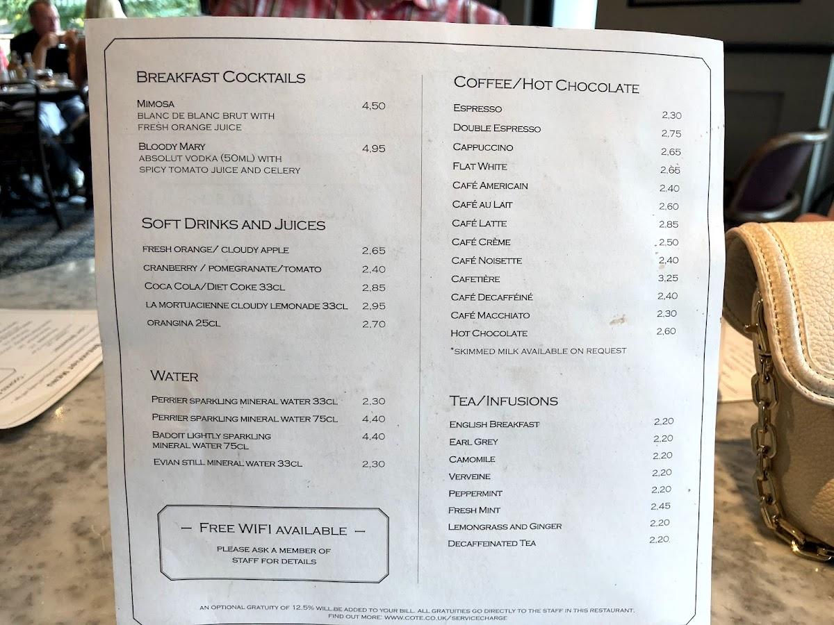 Menu at Côte Welwyn Garden City pub & bar, Welwyn Garden City, Town Centre
