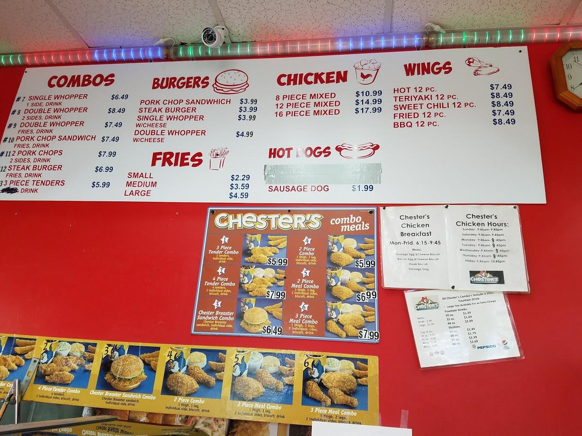 Carta del restaurante Chester's Chicken, Unadilla