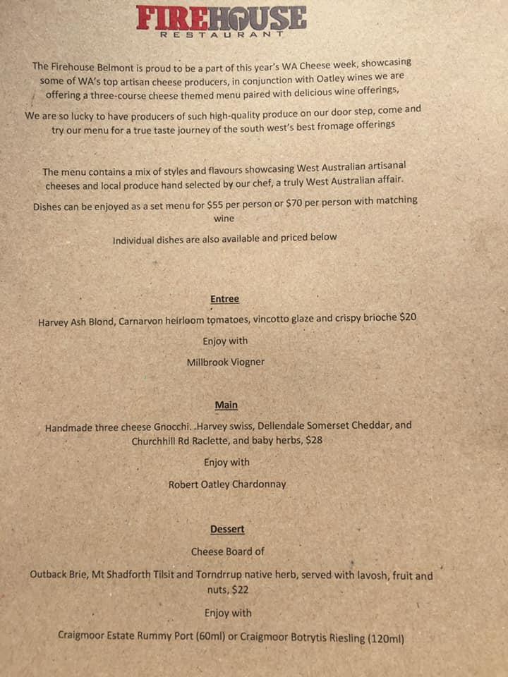 Menu at Firehouse Restaurant, Belmont