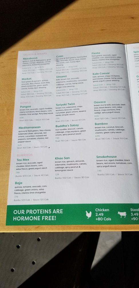 Menu at Freshii fast food, St. Catharines