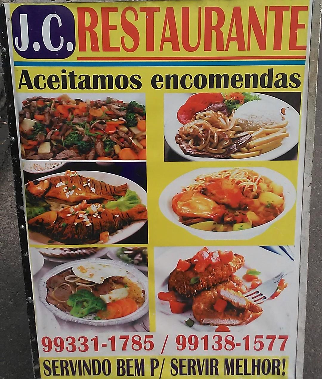 Carta de Boteco e restaurante JC, Manaos, Av. Alecrim