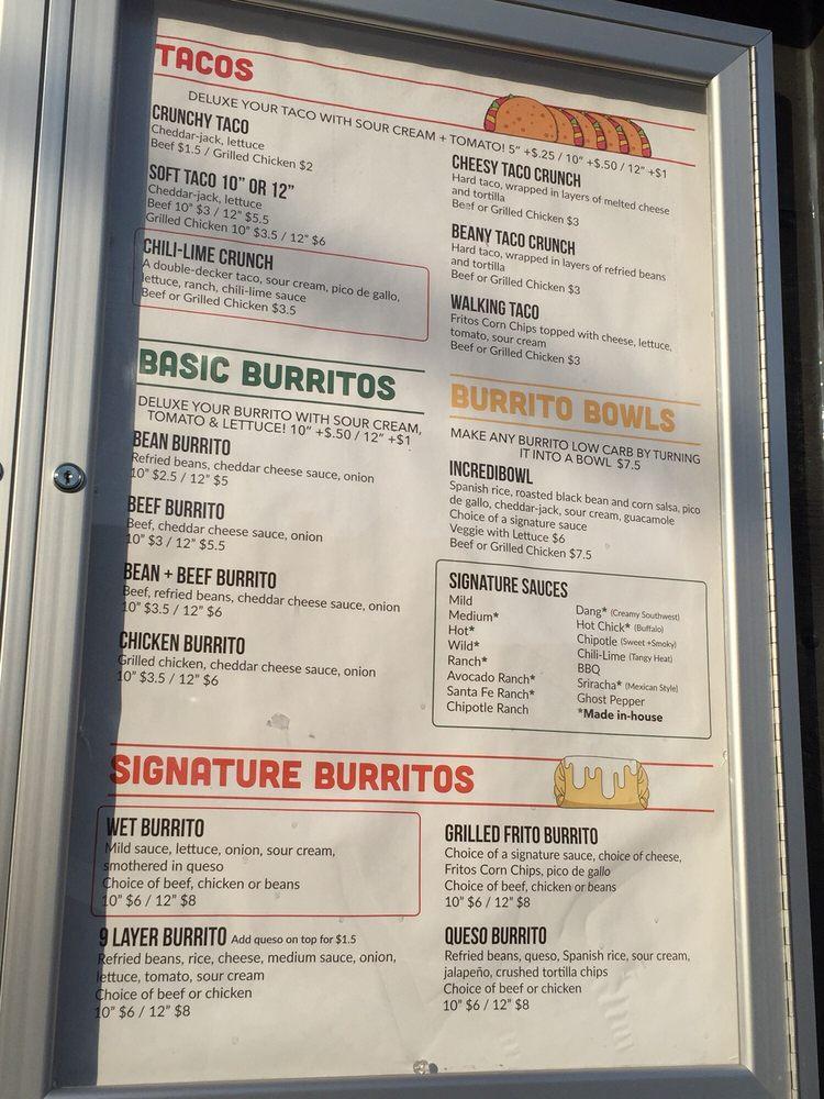 Menu at Mitchell's Mexican Grill restaurant, Delphi