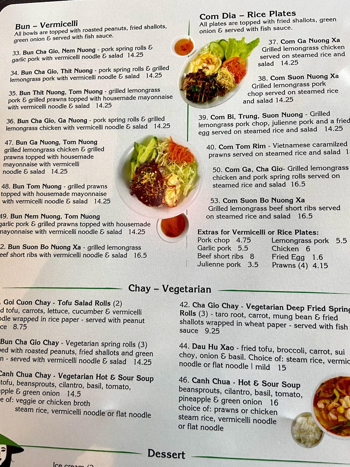 Menu at Pho Vy Vietnamese Restaurant, Langford