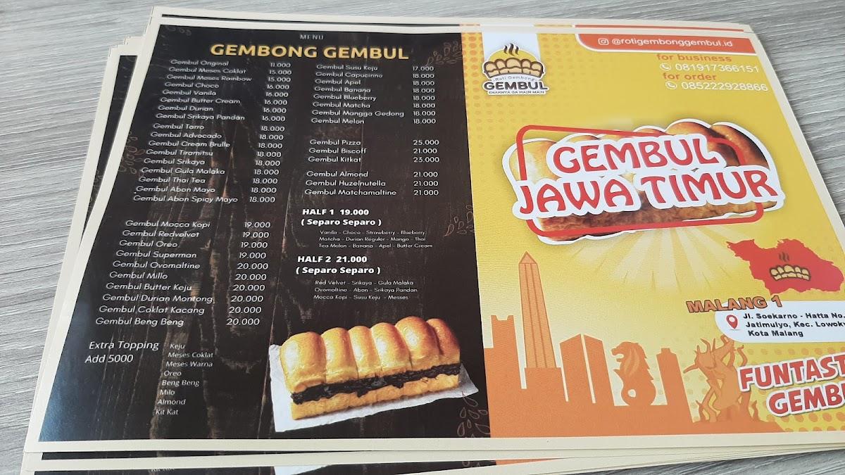 Menu at Roti Gembong Gembul Malang Suhat, Malang