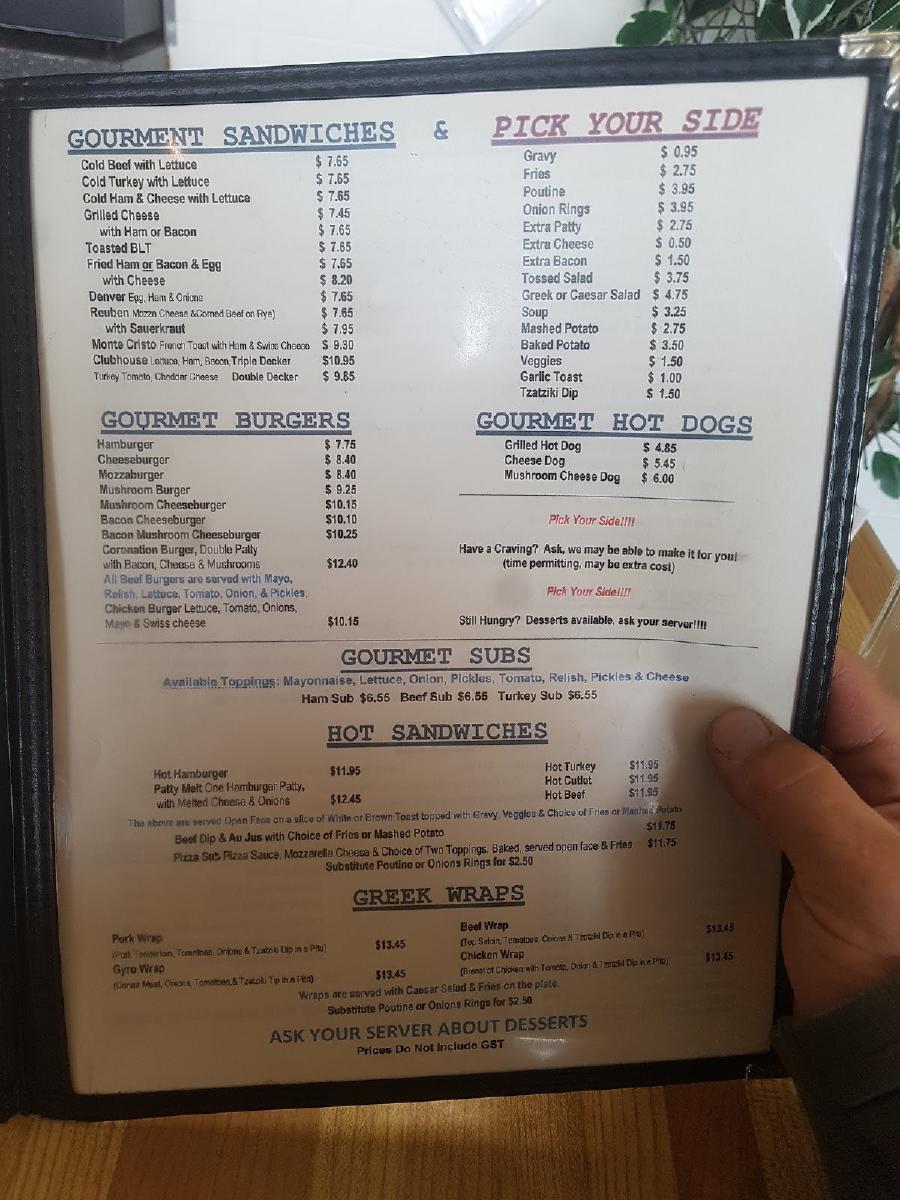 Menu at Coronation Cafè restaurant, Coronation, AB-12