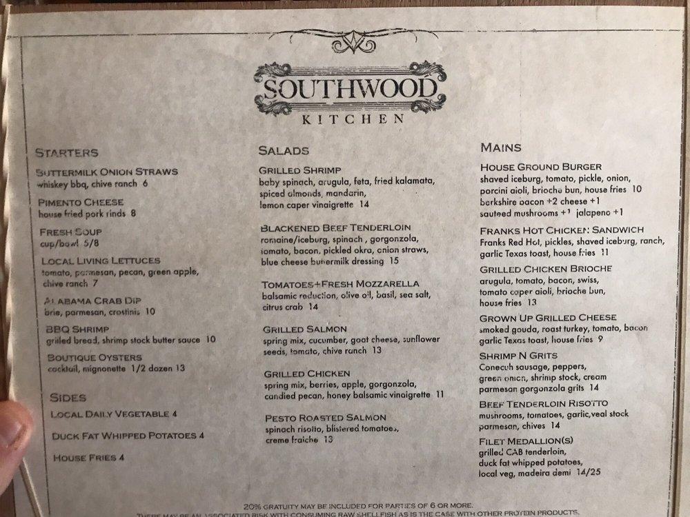 Menu at Southwood Kitchen pub & bar, Daphne