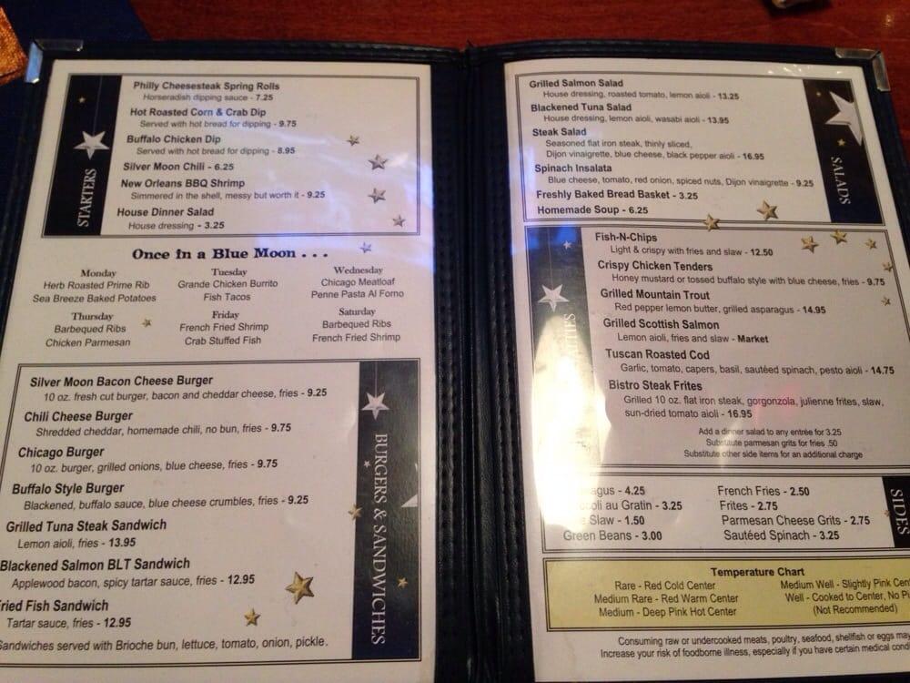 Menu at The Silver Moon pub & bar, USA, Greensboro Rd