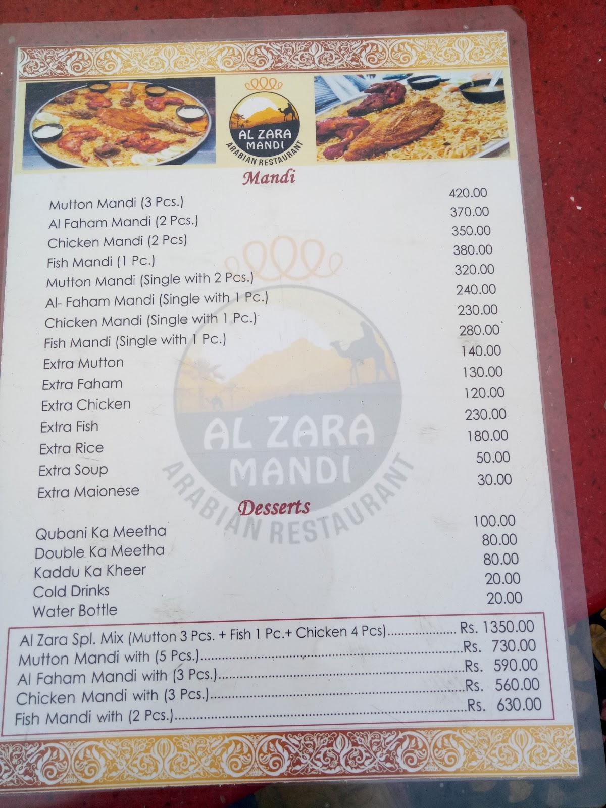 Menu at Madina Biryani point, Eluru