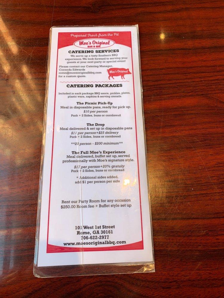 Menu at Moe's Original BBQ - Rome, Rome