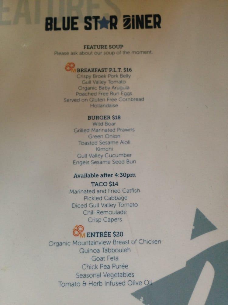 Carta del restaurante Blue Star Diner, Calgary