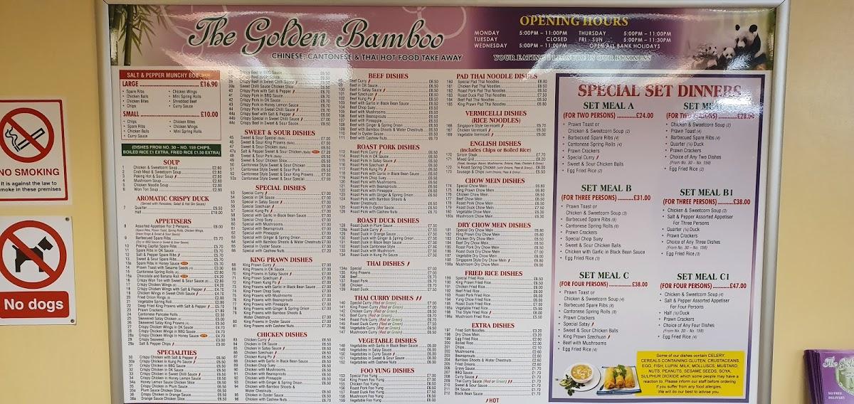 Menu at Golden Bamboo fast food, Brighouse
