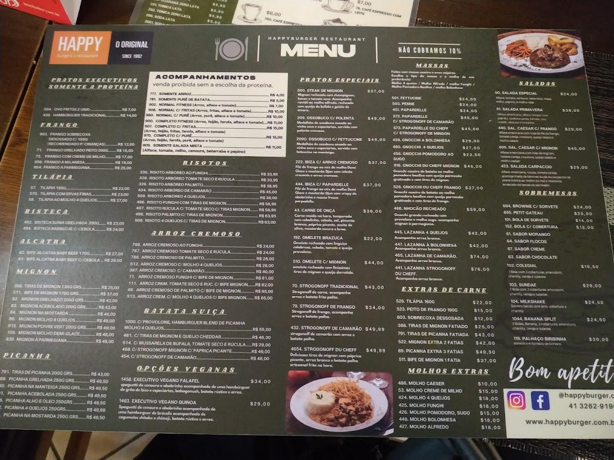 Menu at Happy Burger restaurant, Curitiba, Av. Mal. Humberto de Alencar ...