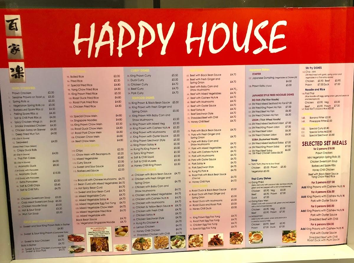 Menu at Happy House Chinese Munchy Box restaurant, Aberdeen