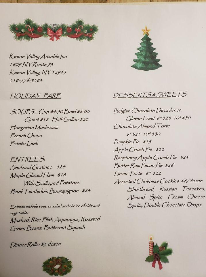 Menu at Ausable Inn pub & bar, Keene Valley