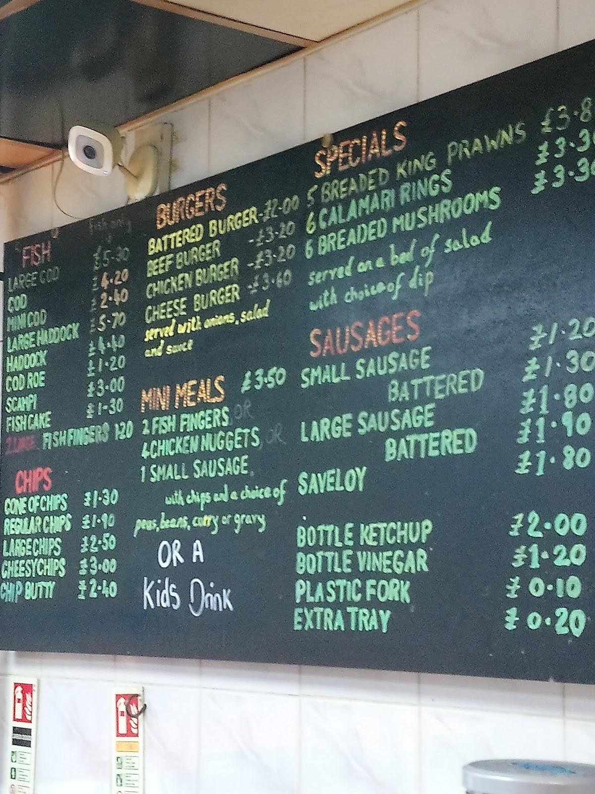 Menu at The Mermaid Takeaway fast food, Bude