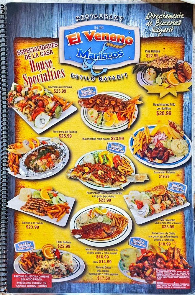 Menu at Marisco's El Veneno pub & bar, Chicago, S Pulaski Rd #4151
