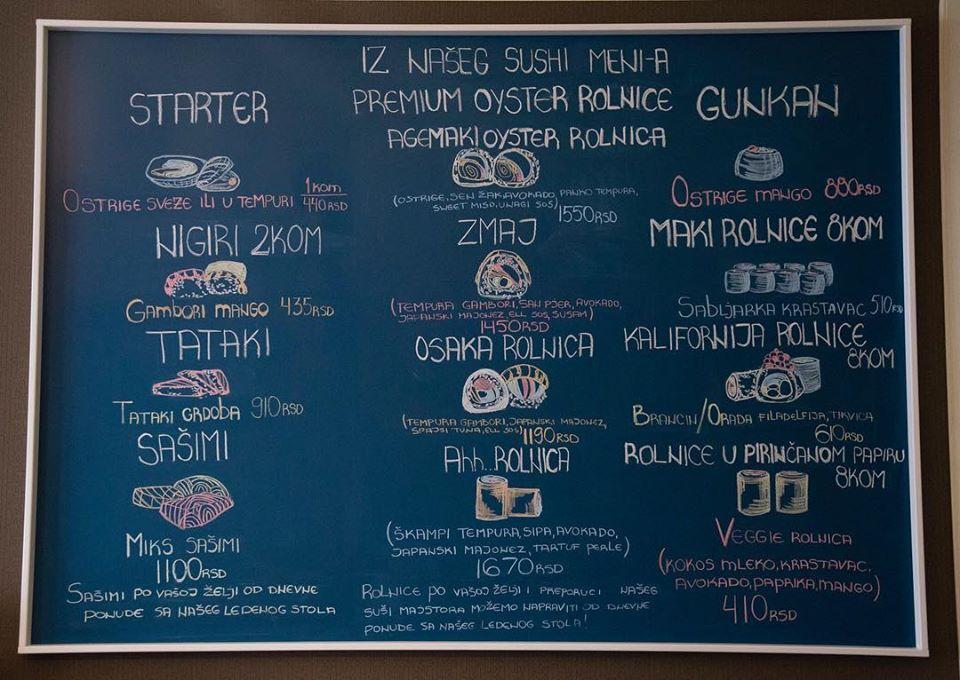 Menu at Ahh riba restaurant, Belgrade