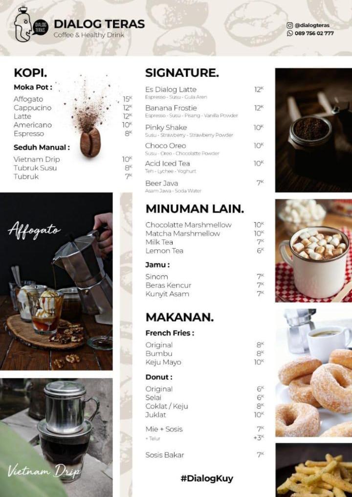Menu at Dialog Teras, Malang