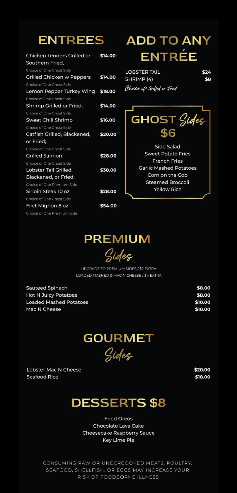 Menu at Ghost Bar Restaurant, Houston