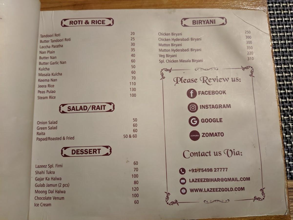 Menu at Gufaa BBQ, Patna, J364+8WV