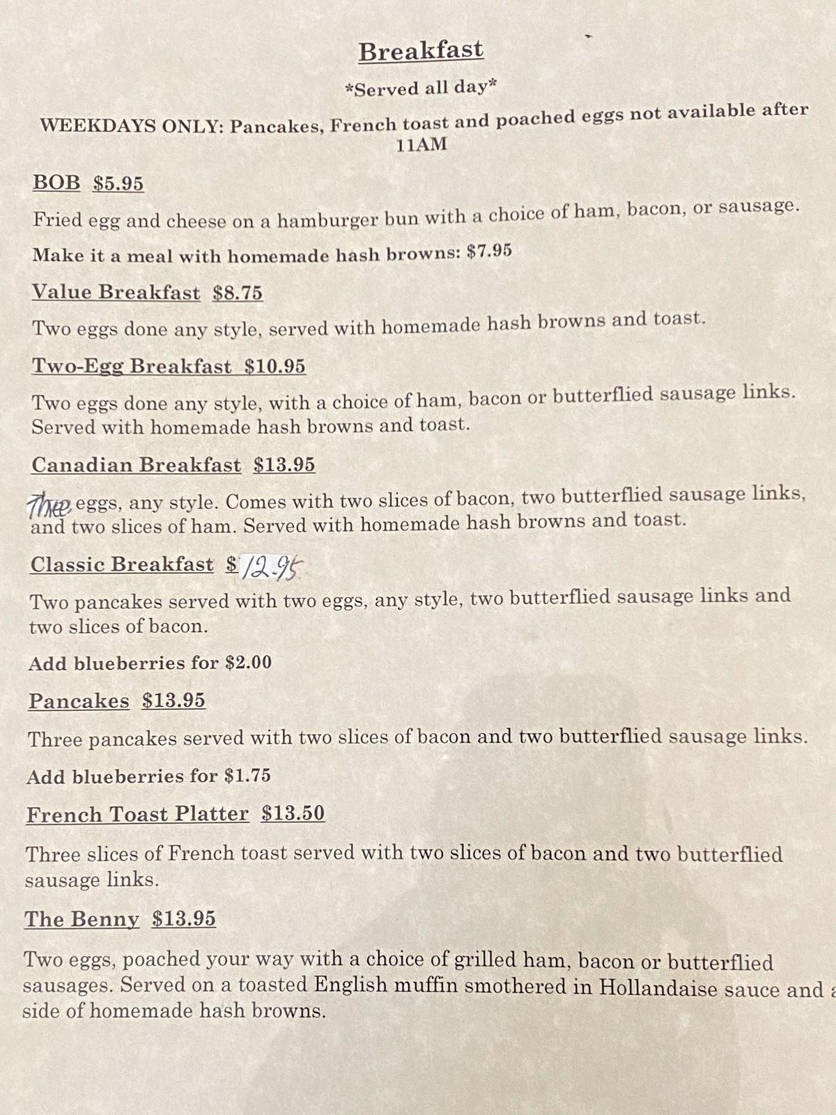 Carta del restaurante Hunters Country Kitchen, Carstairs