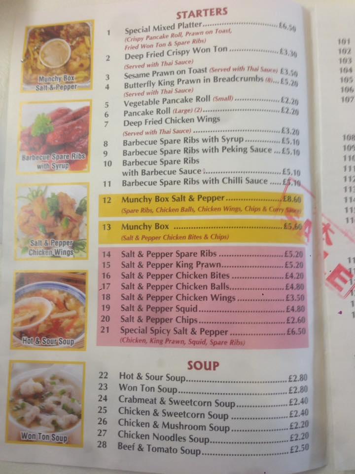Menu at Phoenix Palace restaurant, Dundee
