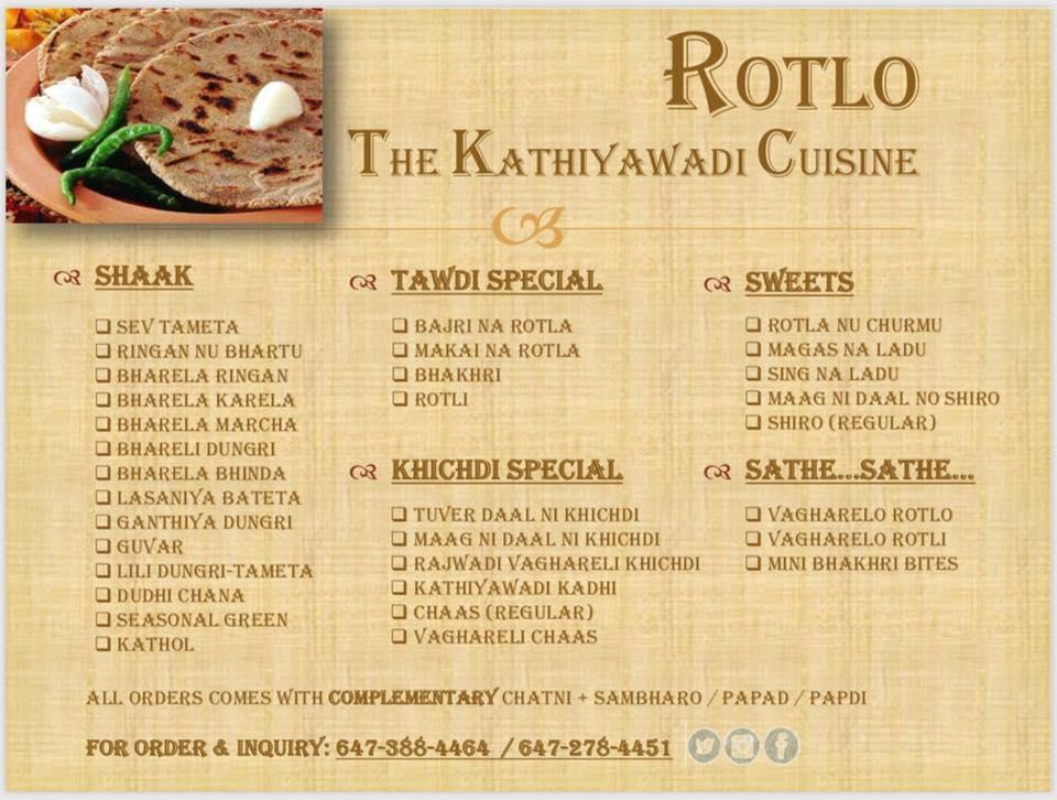 Menu at Rotlo - Kathiyawadi cuisine restaurant, Brampton
