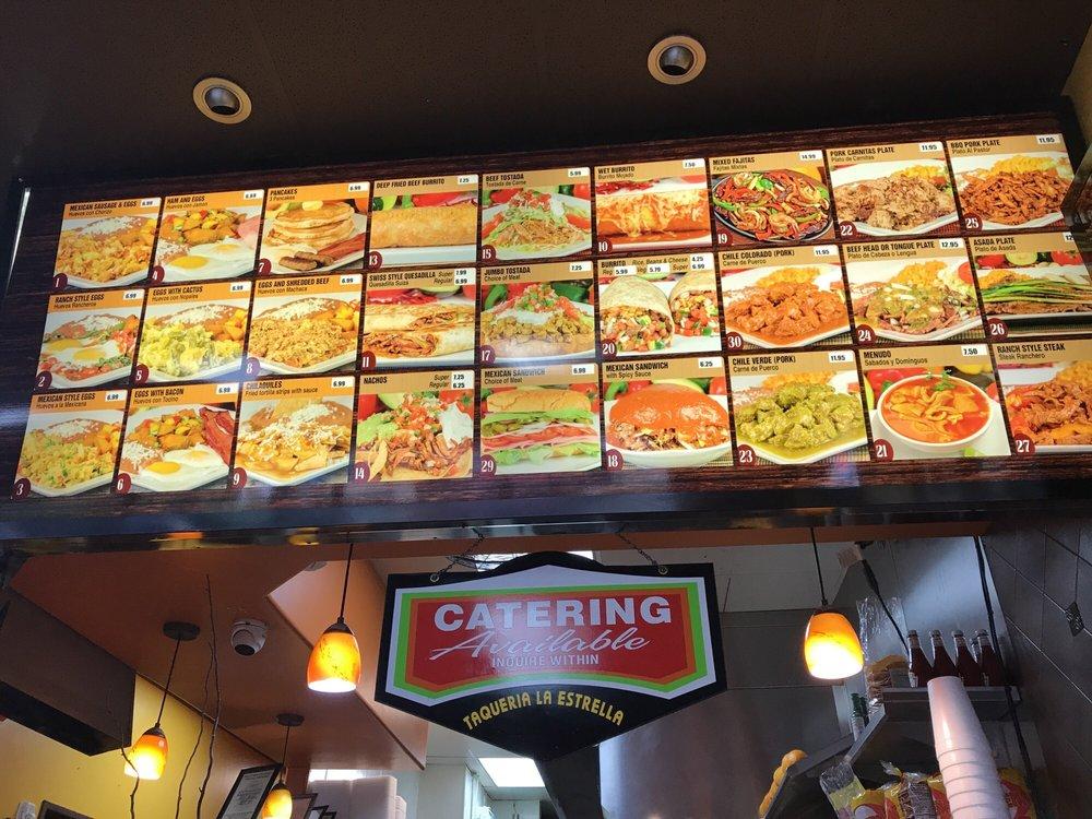 Menu at La Estrella Tacos & Seafood restaurant, Manteca, W Lathrop Rd