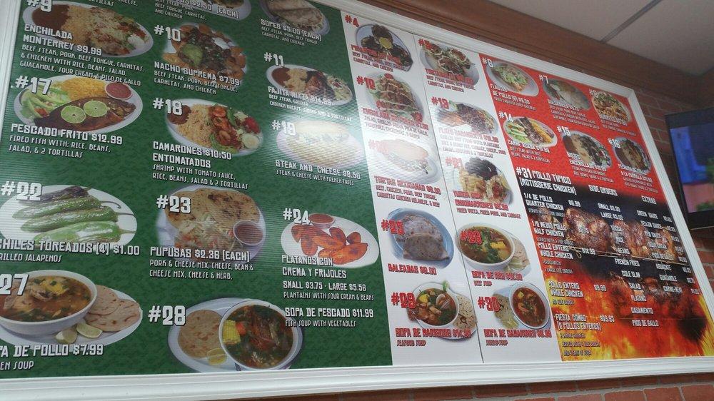 Menu at Pollo Tipico restaurant, Lanham
