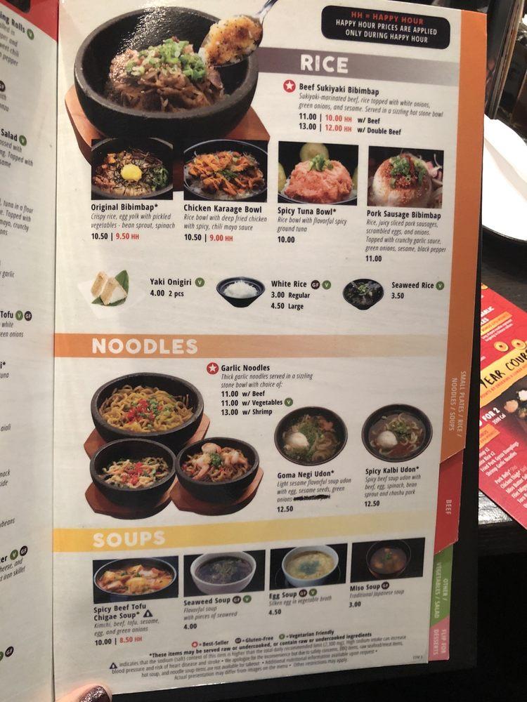 Menu at Gyu-Kaku Japanese BBQ, Edmonton