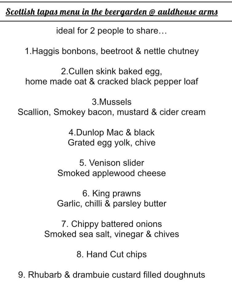 Menu at The Auldhouse Arms Bar, Glasgow