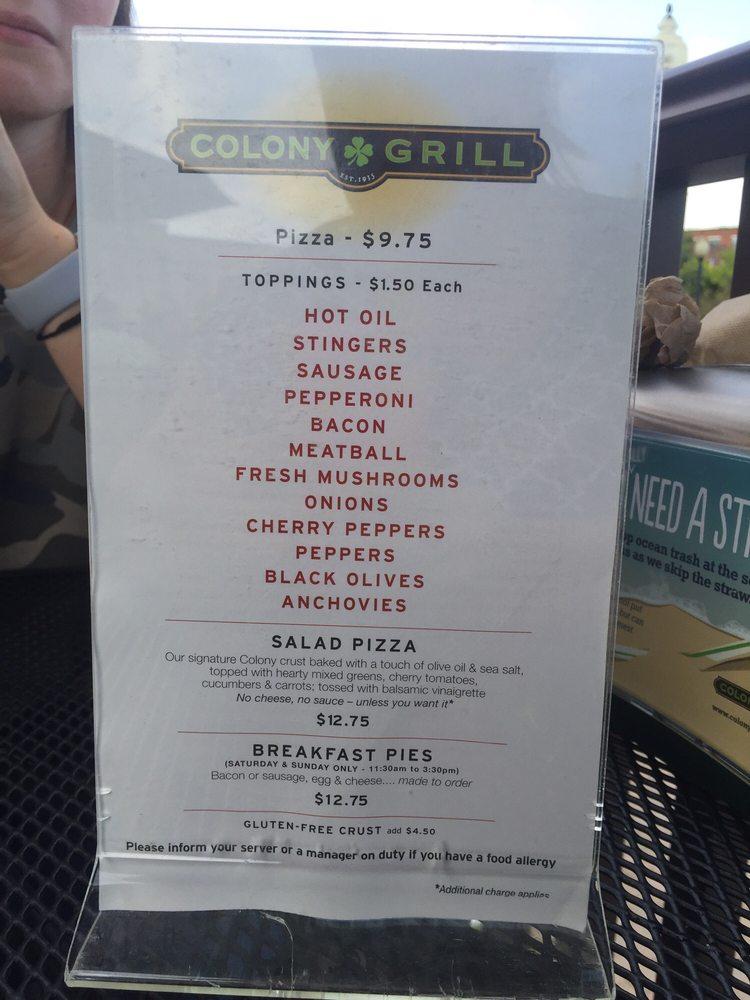Menu at Colony Grill pizzeria, Port Chester