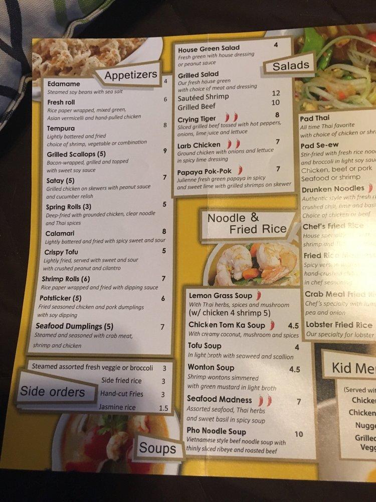 Menu at Finn Thai Restaurant & Bar, Martinsburg