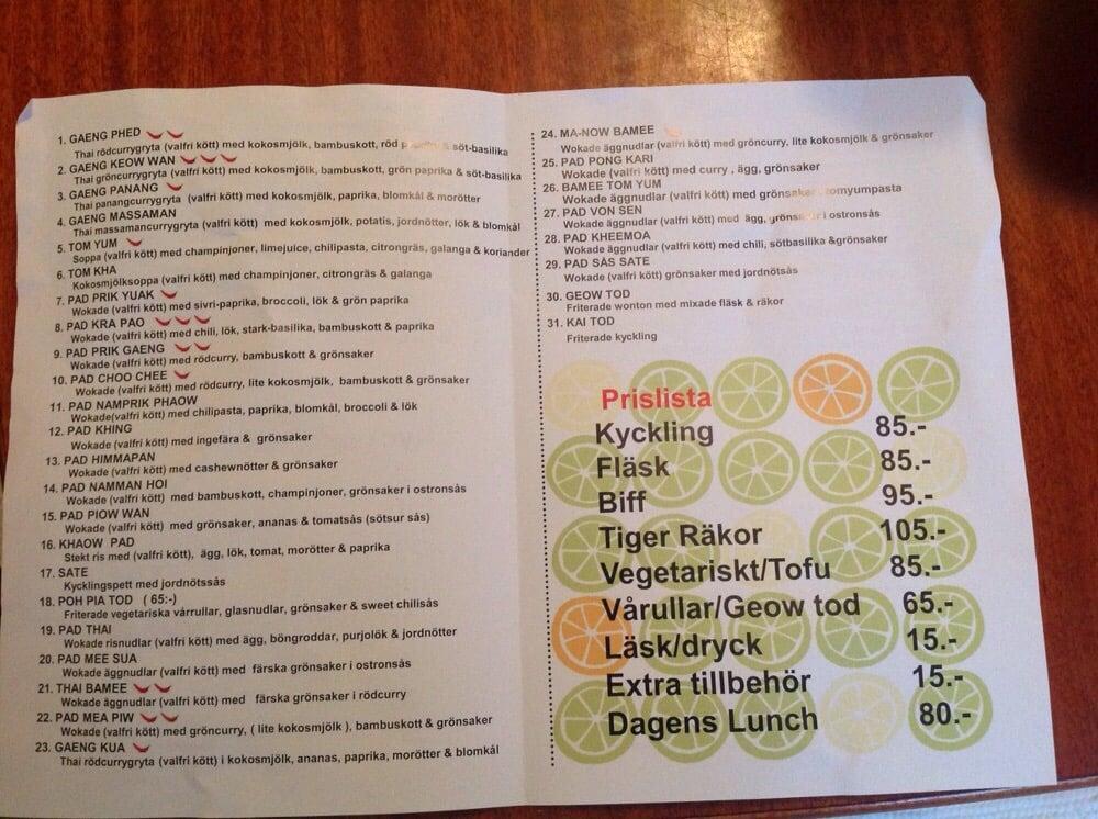 Menu at Ma - Now restaurant, Stockholm, Strindbergsgatan 33