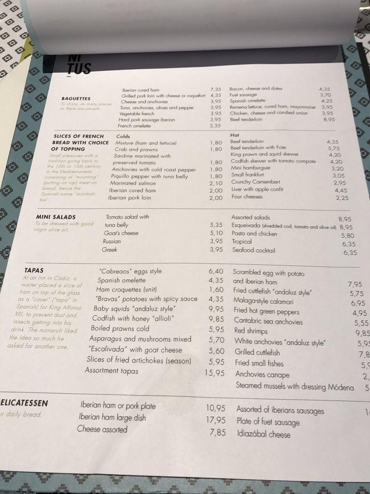 Menu at Vinitus pub & bar, Barcelona, C/ del Consell de Cent