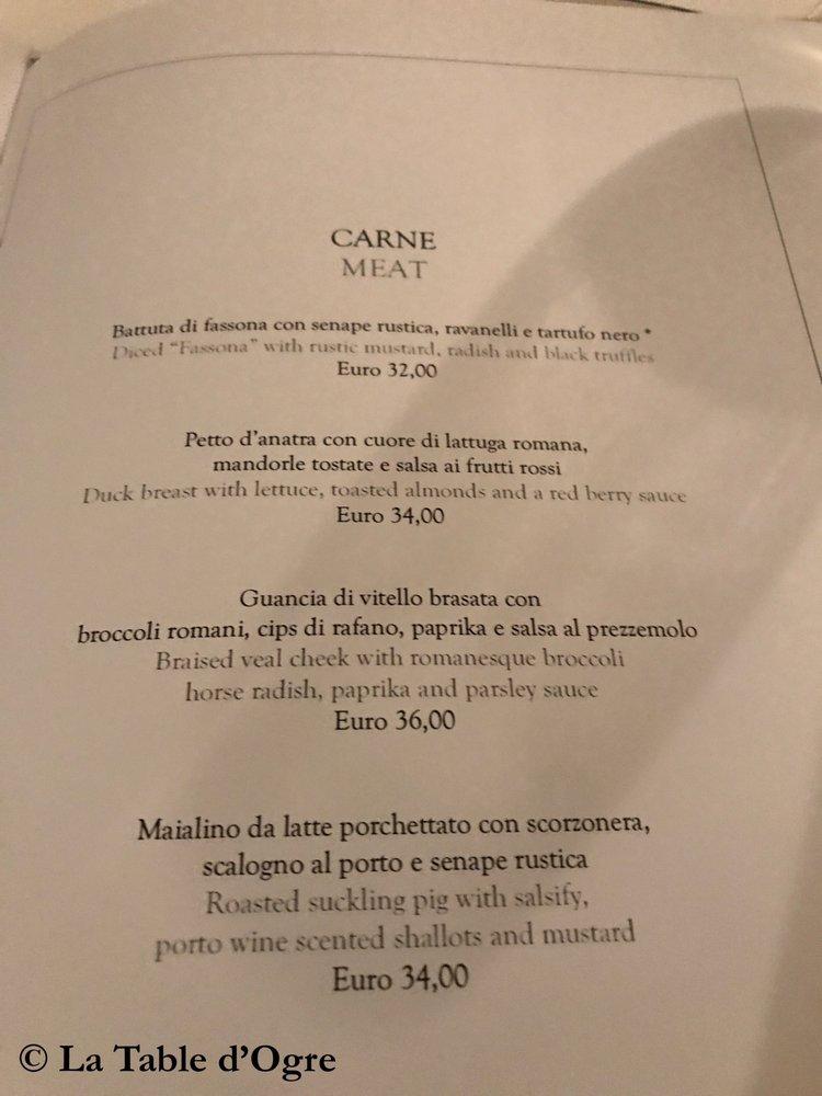 Menu da Assaje Restaurant, Roma