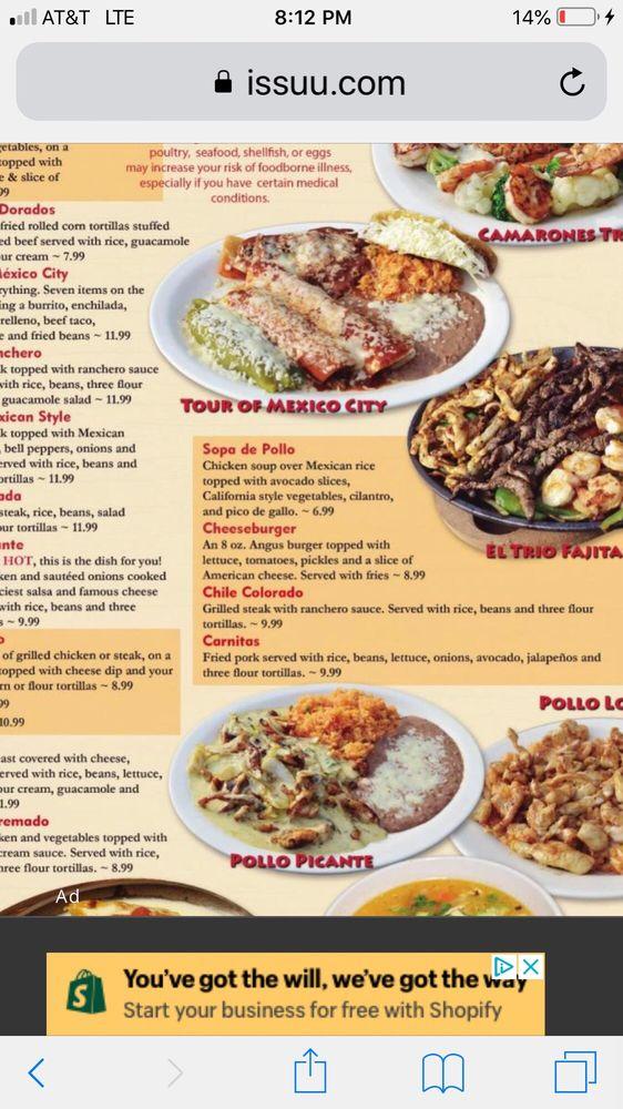 Menu at EL TRIO #2 restaurant, Ringgold
